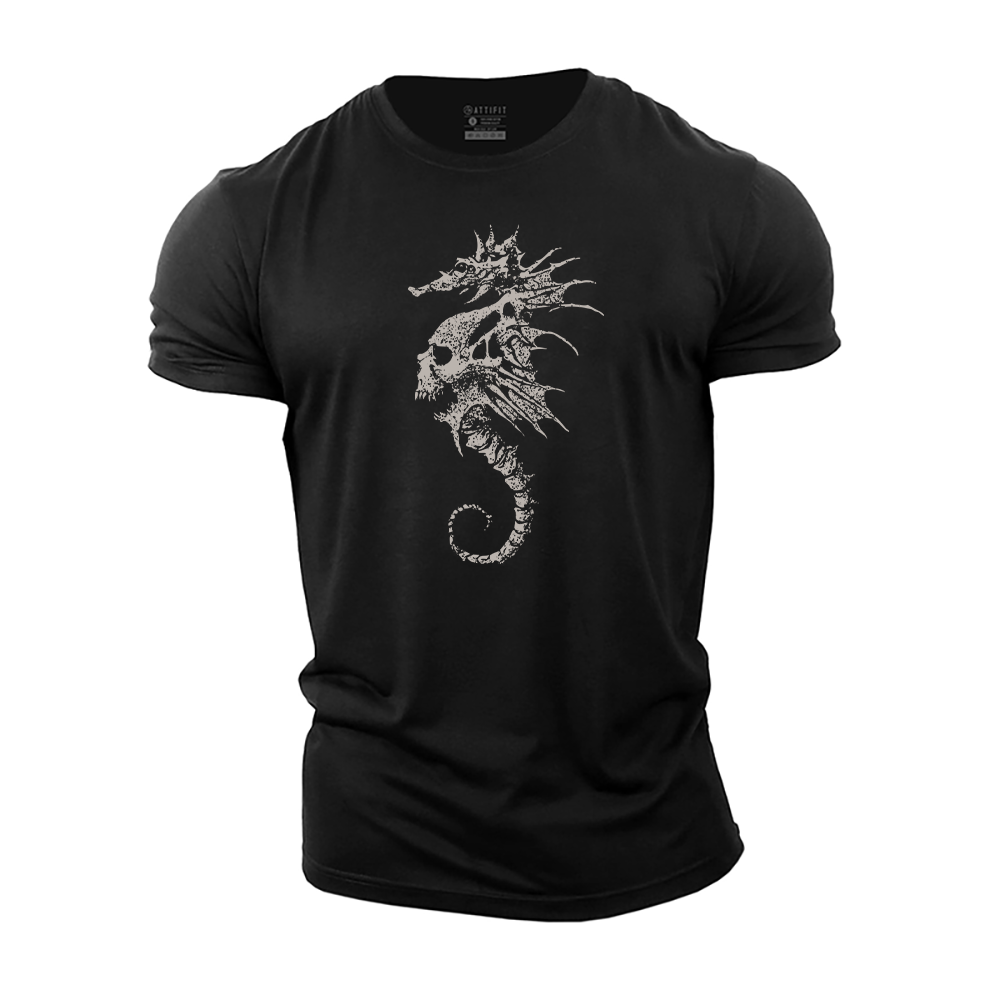 Seahorse Skeleton Cotton T-Shirt – bluvap