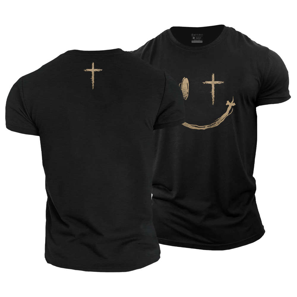 Cross Smiley Face Cotton T-Shirt – bluvap