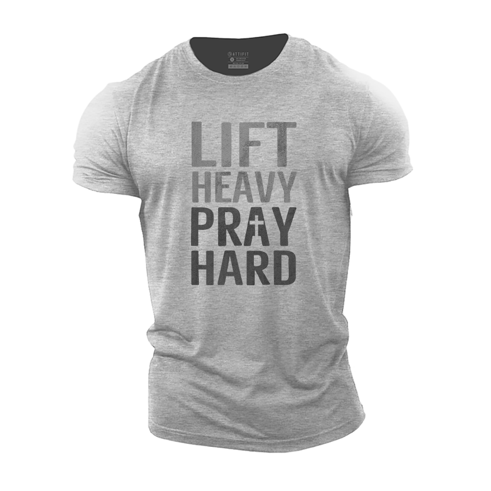 Lift Heavy Pray Hard Christian Gym T-Shirt | Faith Fitness Apparel ...
