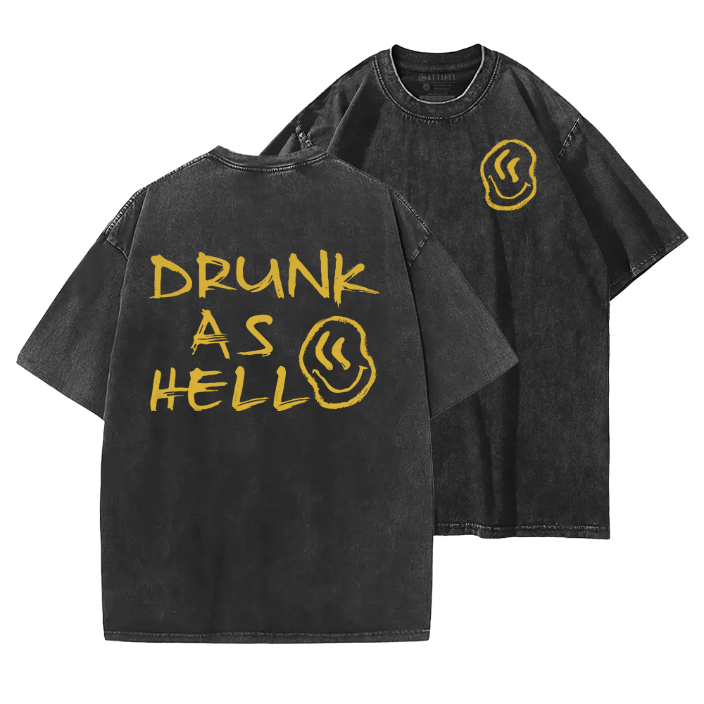 Drunk As Hell Washed T-Shirt – bluvap
